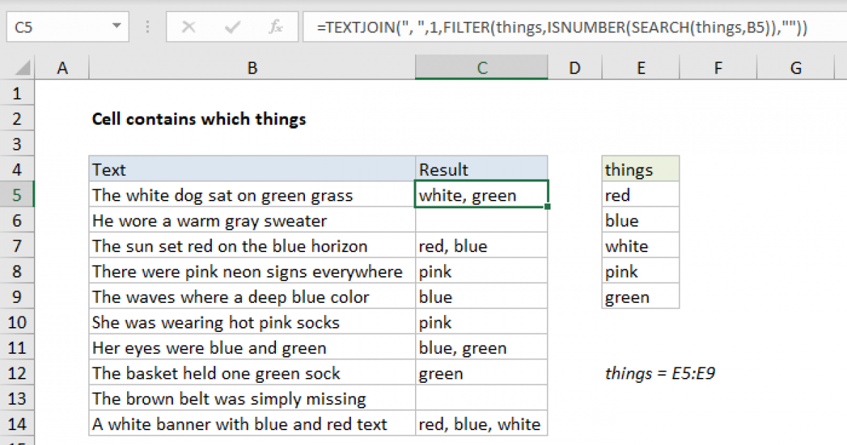 Cell Contains Which Things Excel Formula Exceljet